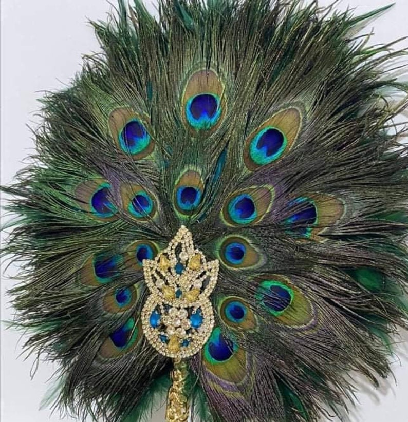 Peacock Feather Fan Bridal Fan Wedding Hand Fan Festival Feather Fan ...