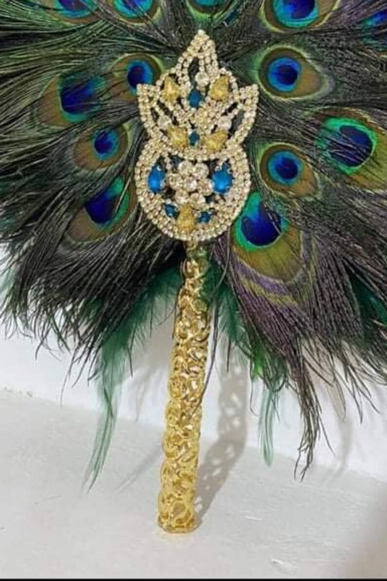 Peacock Feather Fan Bridal Fan Wedding Hand Fan Festival Feather Fan ...