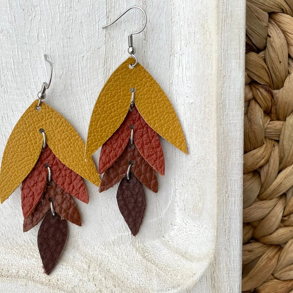 Fall Earrings Leather - Etsy