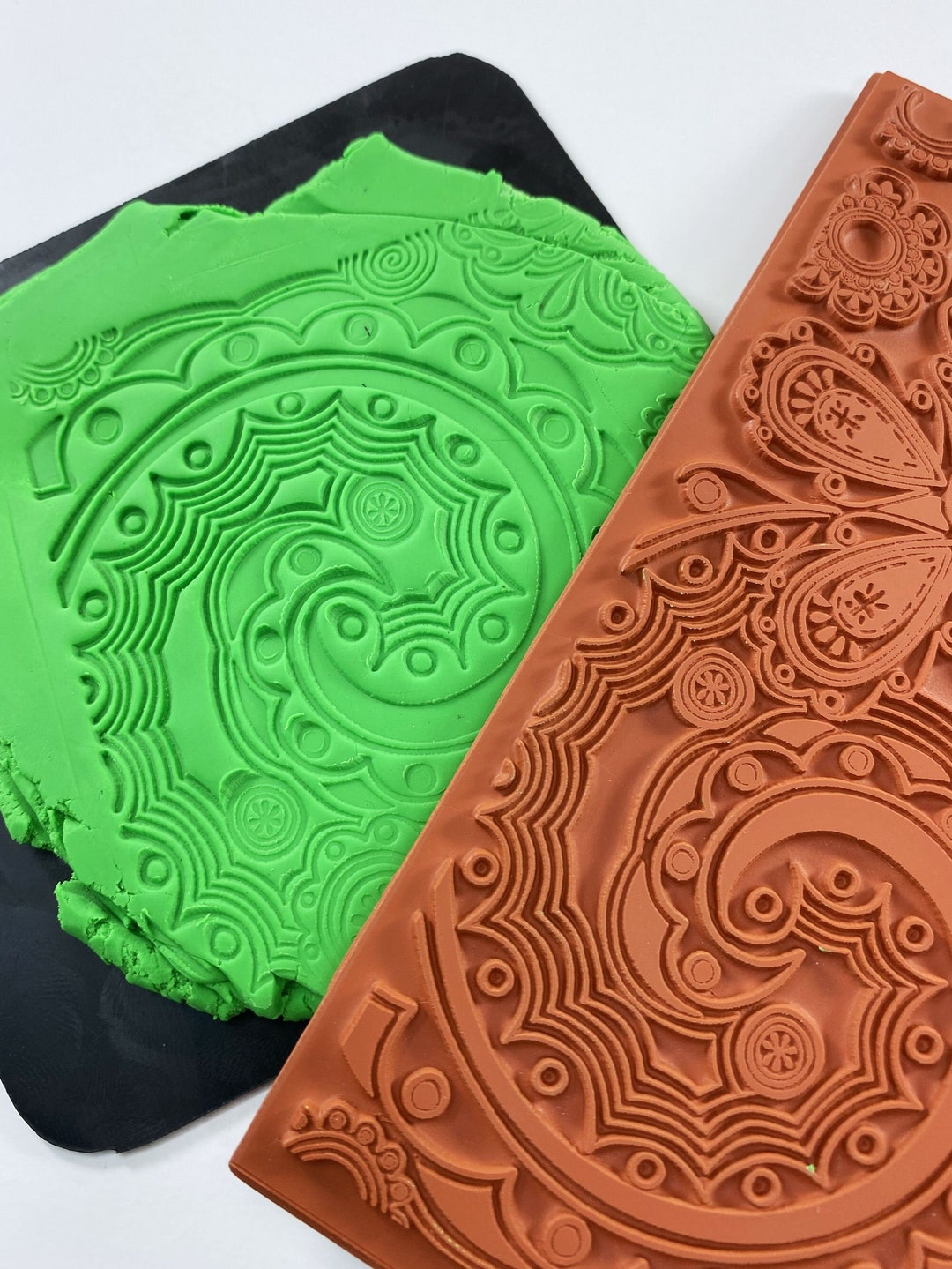 Festival Woodcut Clay Texture Mat 4" X 6" Flexible Vulcanized Unmounted ...