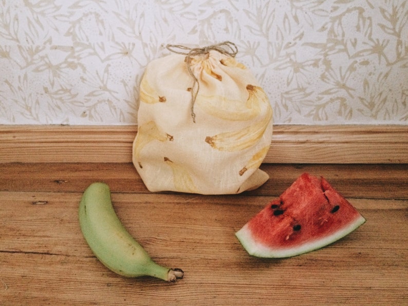 Banana Zero Waste Produce Bag - Pure Linen Eco Shopping, Storage Pouch ...
