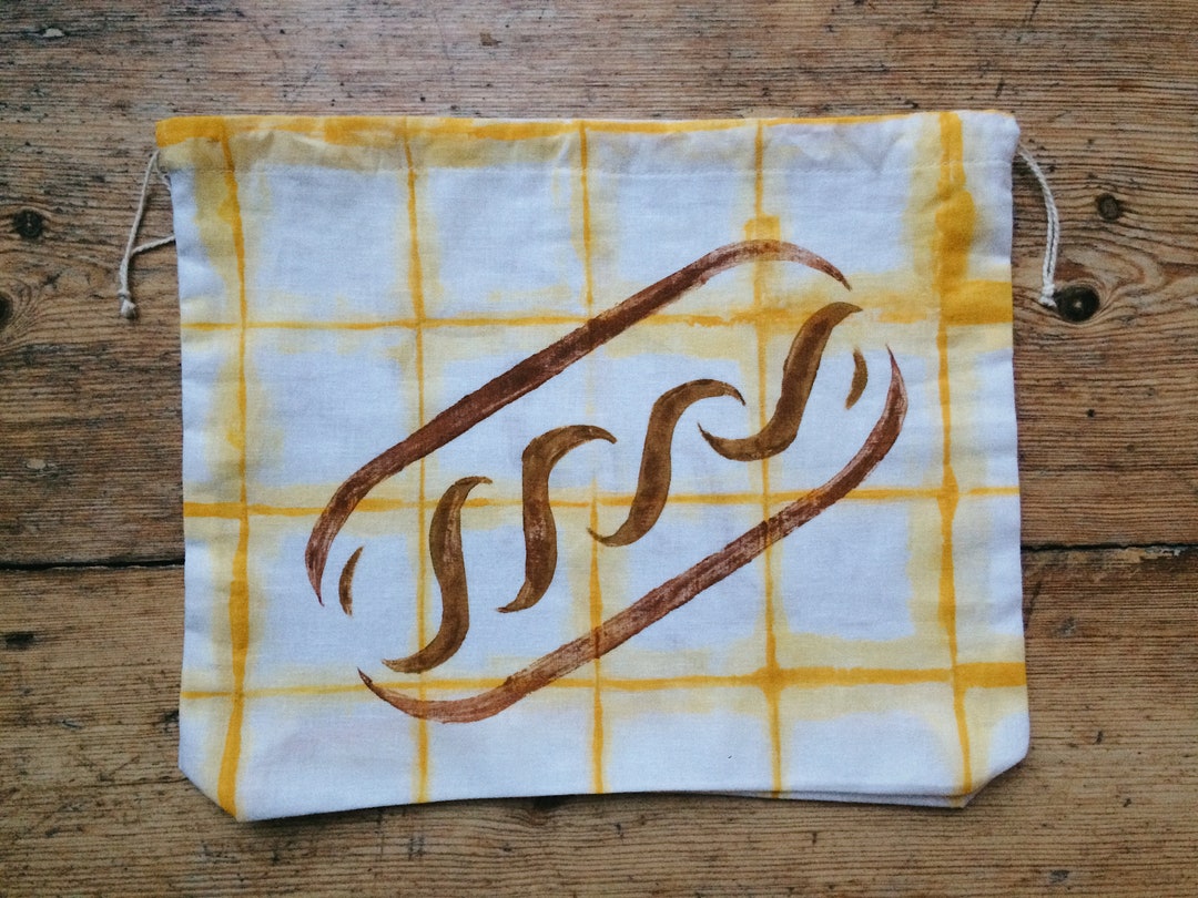 Handprinted Linen Bread Bag: Produce Bag, Zero Waste Gift, Eco Shopping ...