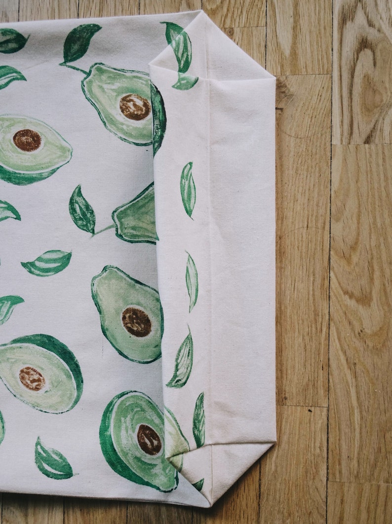 Avocado Print Cotton Tote Bag - Shopping Organic Zero Waste, Plastic ...