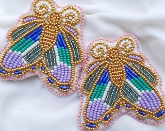 Beaded butterfly earrings | Etsy