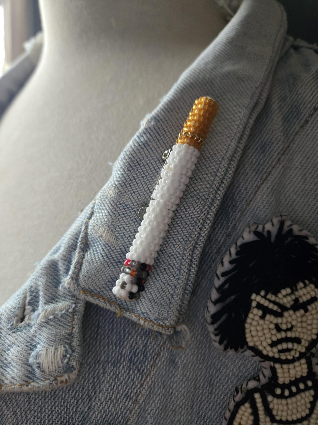 Beaded Cigarette Pin Brooch - Etsy