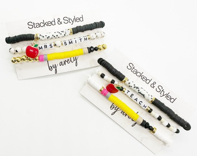 Custom Teacher Bracelets, Teacher Gifts, Gifts for Teachers, Teacher Appreciation, Bracelet Sets ...