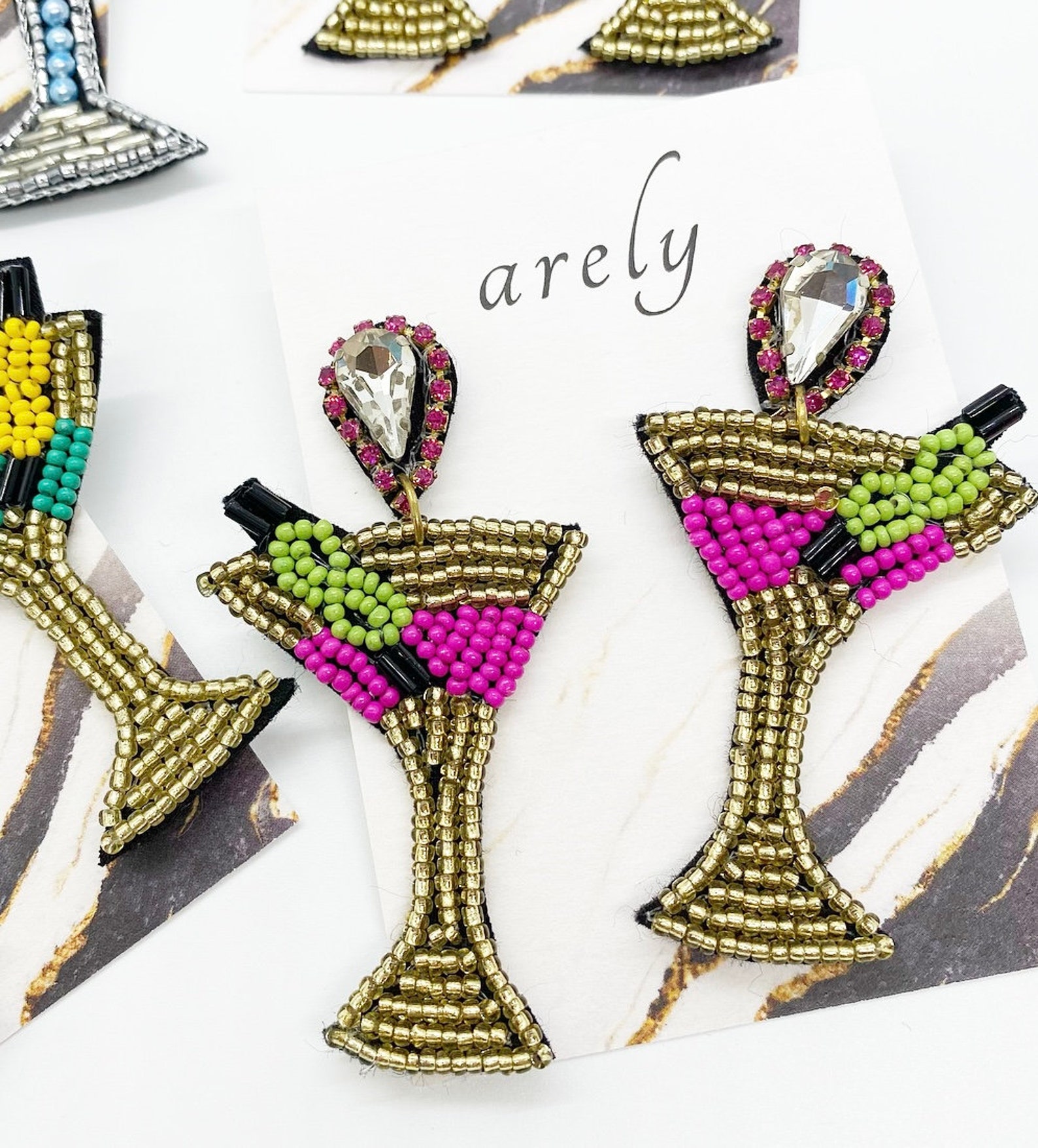 Martini Beaded Earrings Cheers Drink Earrings Martini Seed - Etsy