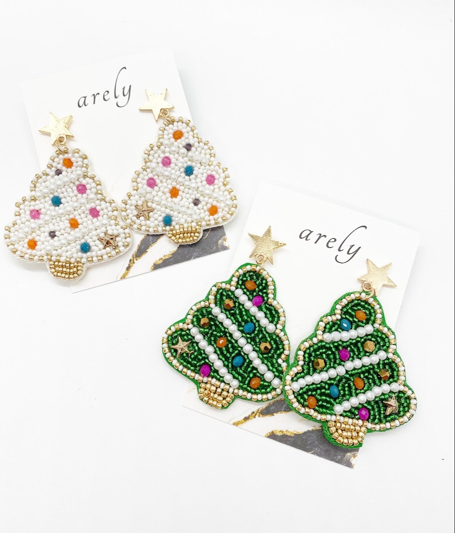 Christmas Tree Beaded Earrings Christmas Earrings Holiday - Etsy