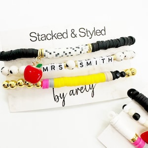 Custom Teacher Bracelets, Teacher Gifts, Gifts for Teachers, Teacher Appreciation, Bracelet Sets ...