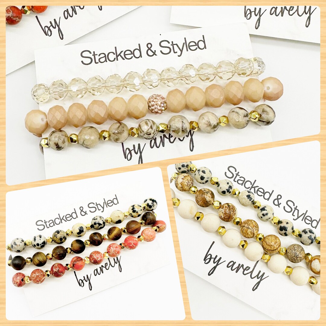 Fall Bracelets: Beaded, Neutrals, Browns, Creams, Orange, Stone - Etsy