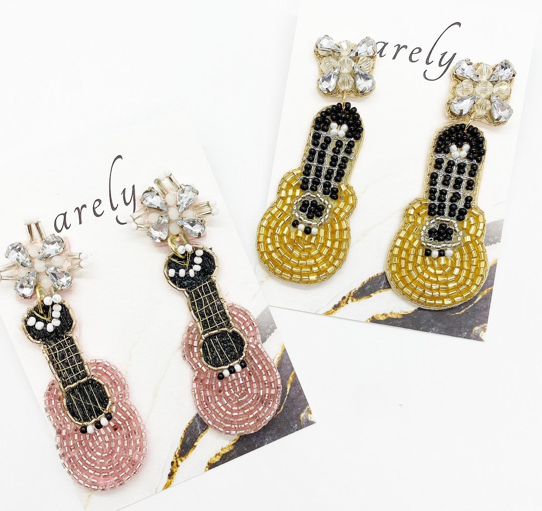 Beaded Guitar Earrings: Rhinestone Country Music Jewelry - Etsy