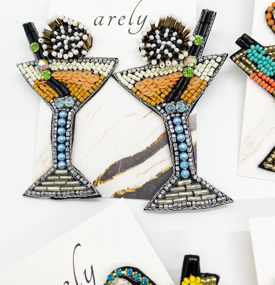 Martini Beaded Earrings Cheers Drink Earrings Martini Seed - Etsy