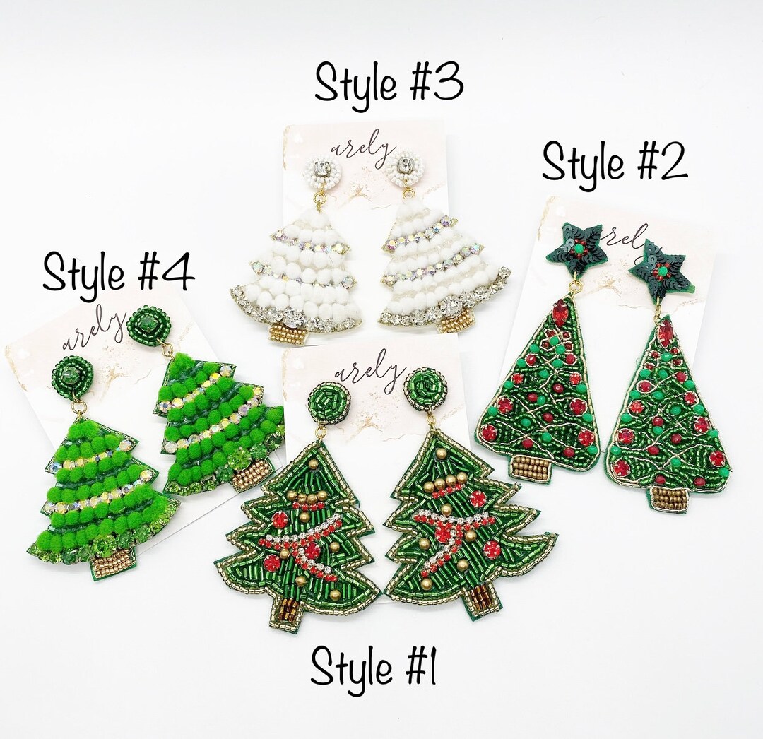 Christmas Jewelry, Christmas Earrings, Christmas Themed Earrings, Seed ...