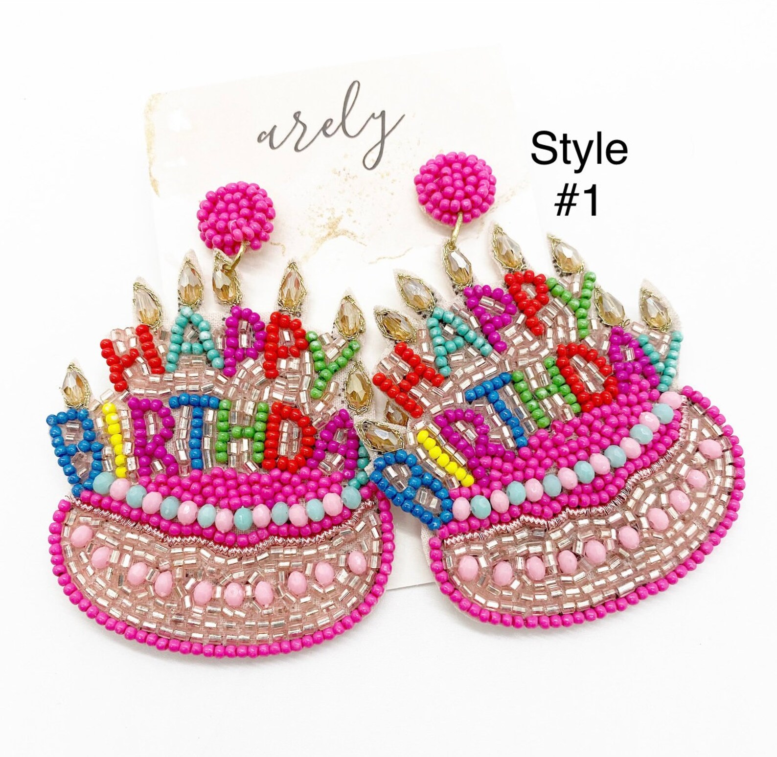 Happy Birthday Earrings Seed Bead Earrings Festive Earrings - Etsy