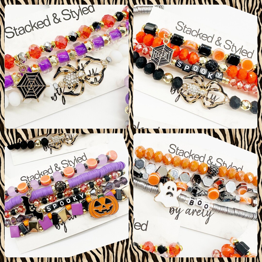 Custom Halloween Bracelets, Halloween Bracelet Sets, Spider, Ghost ...
