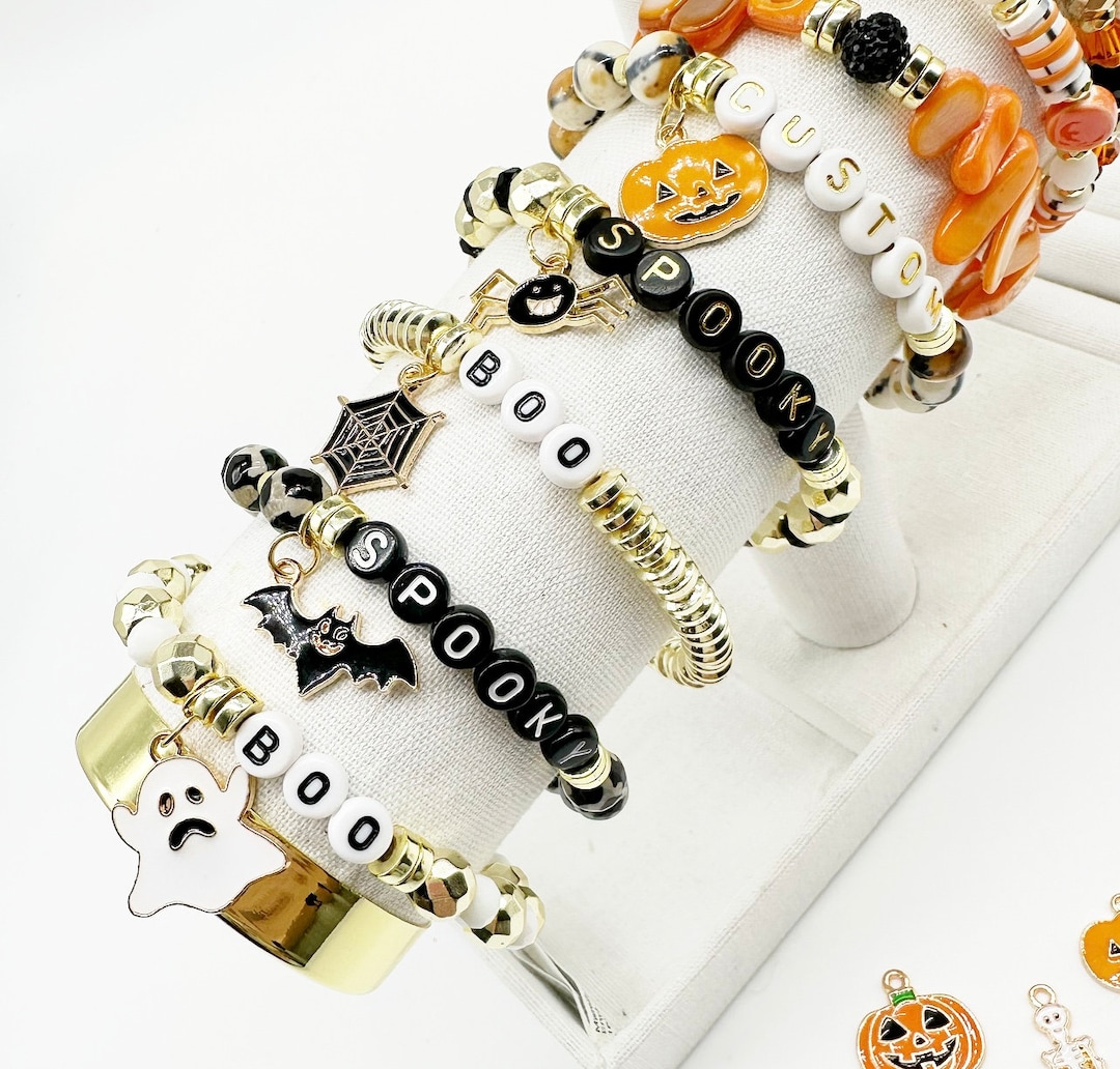 Customized Halloween Bracelets,adult Kids Bracelets, Beaded Halloween ...
