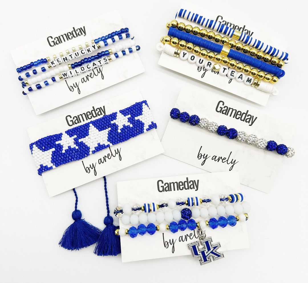 Blue & White Gameday Stretch Bracelets: College Team Spirit - Etsy