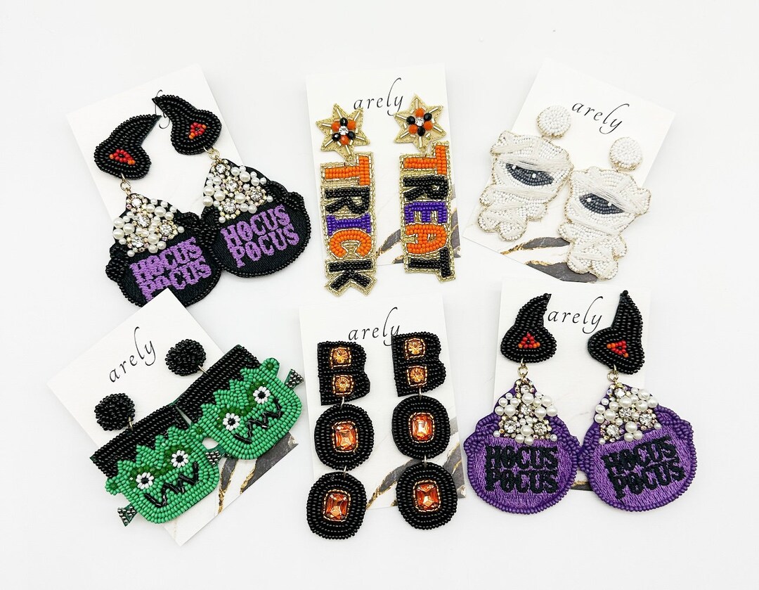 Halloween Earrings, Hocus Pocus, BOO Earrings, Trick or Treat, Seed ...