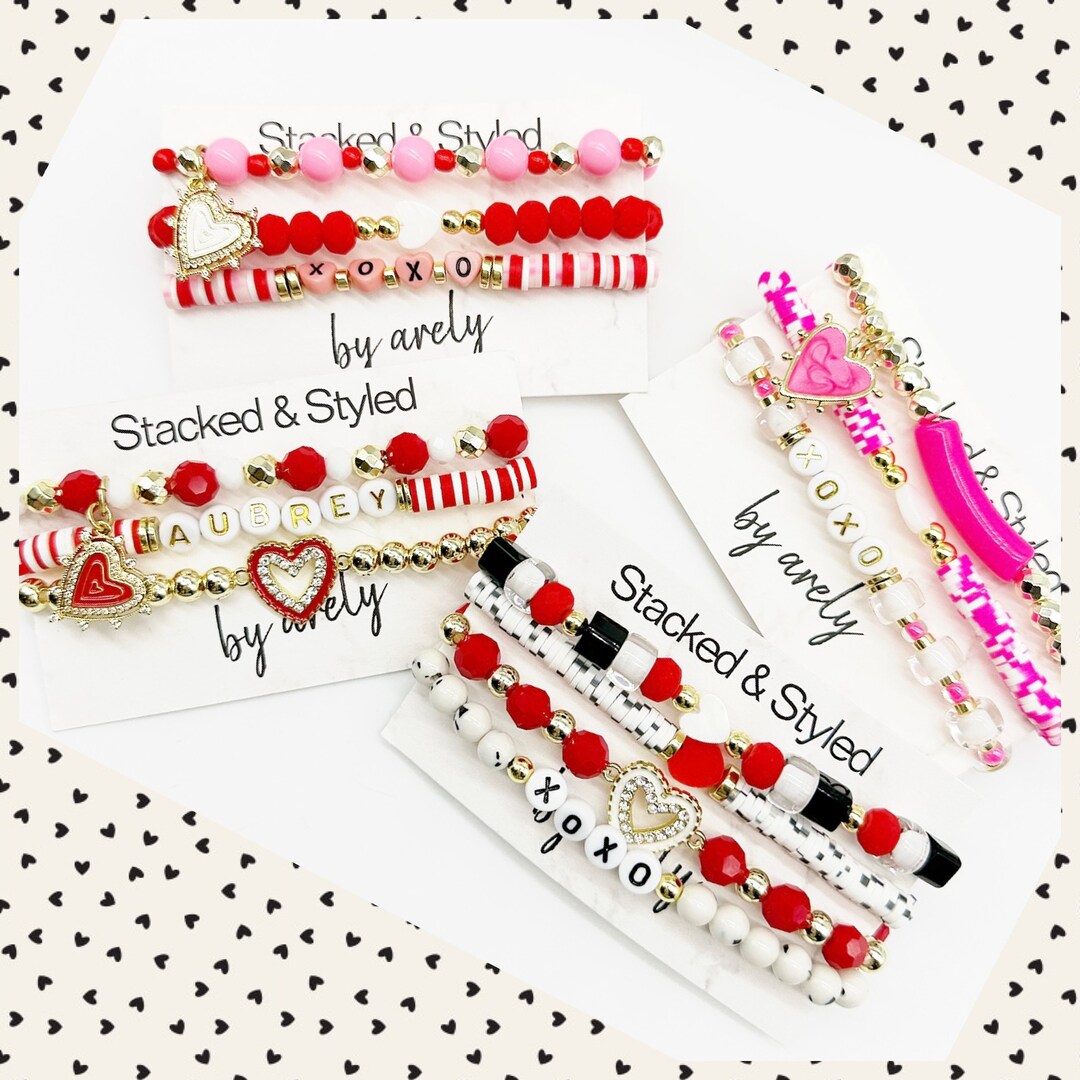 Valentines Day Bracelets, Beaded Bracelets, Custom Bracelets, Kids ...
