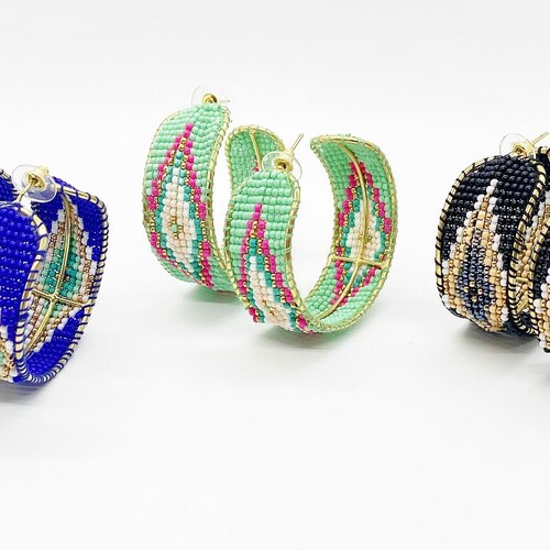 Beaded Hoop Earrings Seed Bead Boho Earrings Hoop Earrings - Etsy