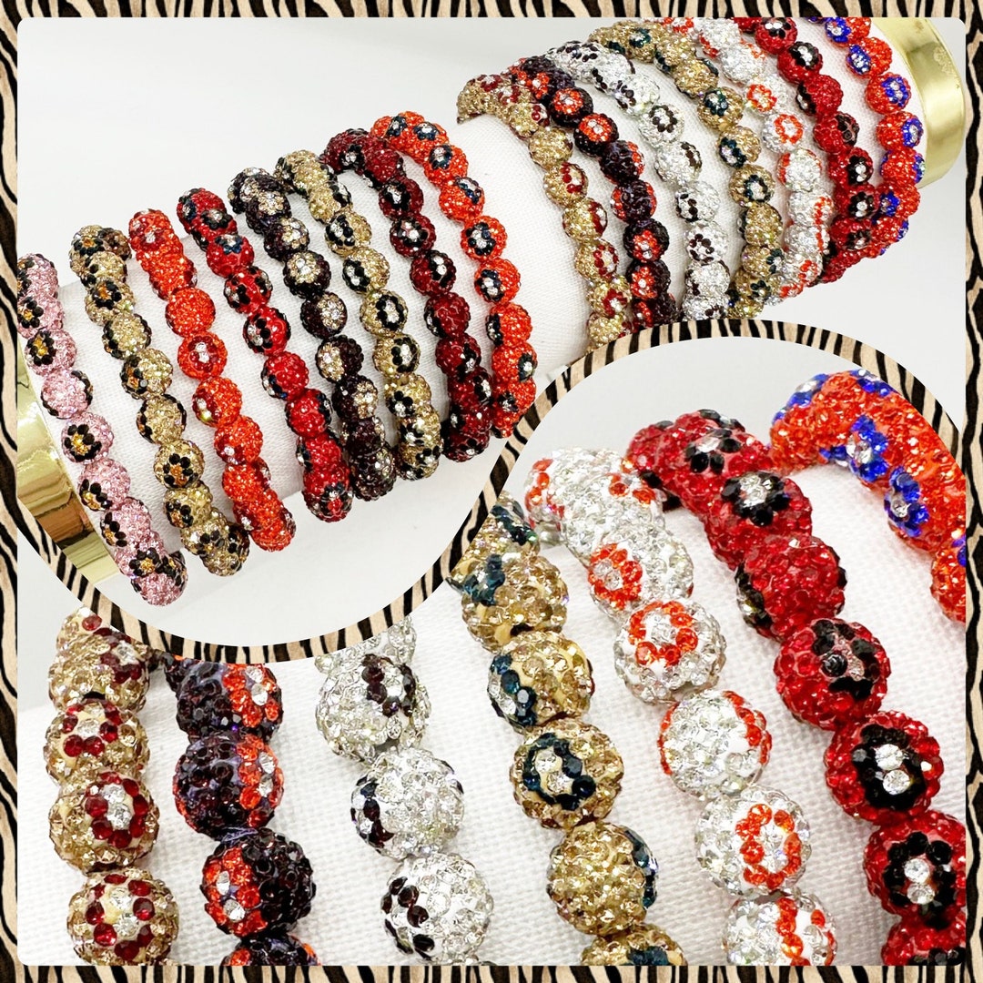 Leopard Rhinestone Bracelet: Sparkly Beaded Stretch Bracelet - Etsy