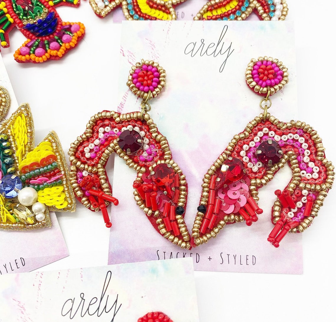Seed Bead Earrings Lobster Fish Crawfish Crawdad Lobster - Etsy