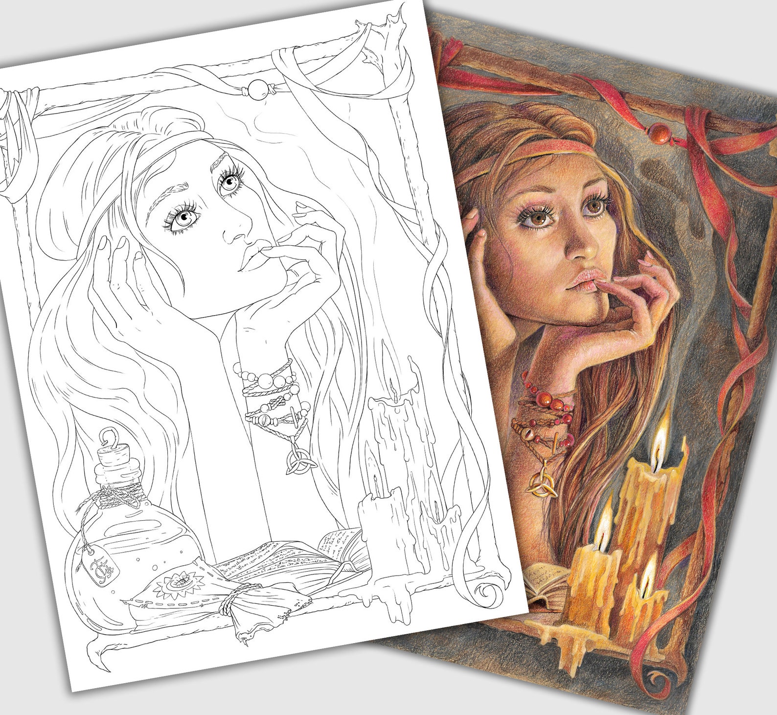 Coloring Page of Portrait of a Girl Wizard's Apprentice. - Etsy