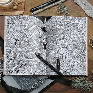Adult Fantasy Coloring Page of Dragon With Toys, PDF, Printable ...