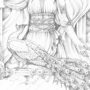 Adult Coloring Page of Grayscale Portrait of Girl as the Goddess Hera ...