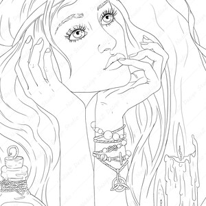 Coloring Page of Portrait of a Girl Wizard's Apprentice. PDF Coloring ...