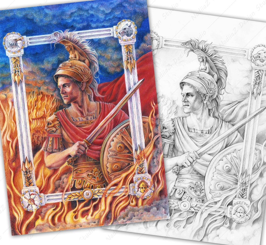 Ares God of War Grayscale Coloring Page PDF JPG Digital Download - Etsy