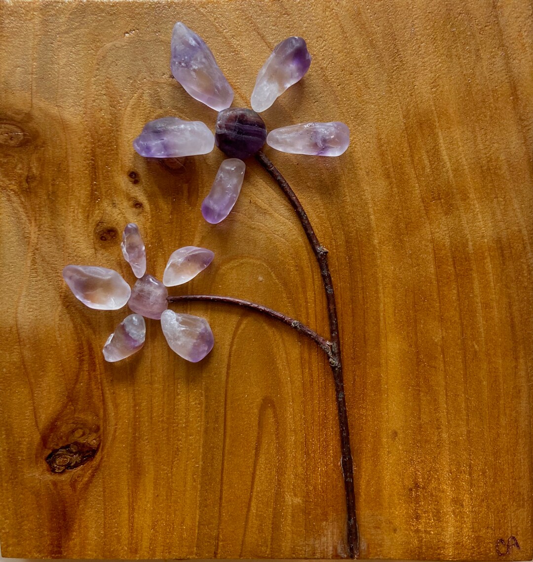 Amethyst Crystal Flower Art - Etsy