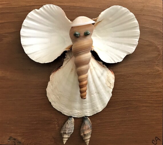 Shellephant With Hat Elephant Made From Seashells - Etsy