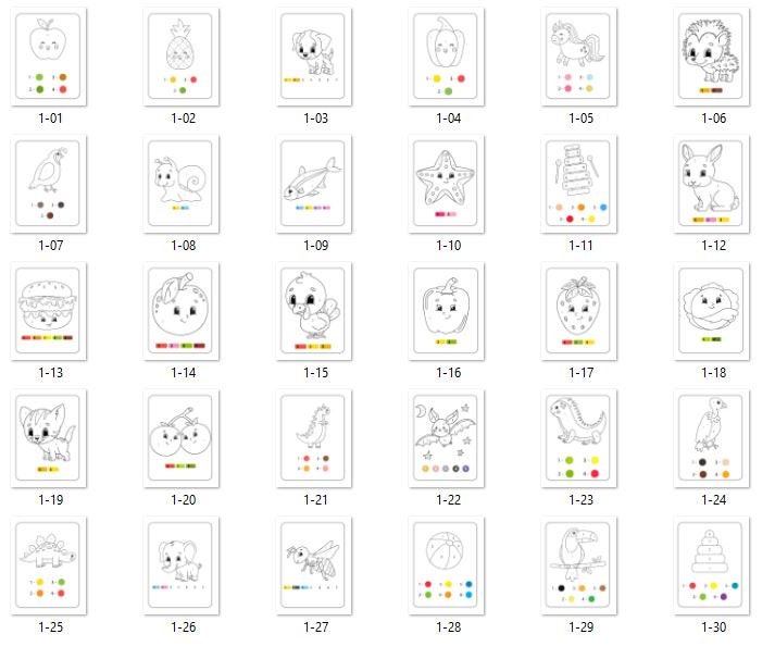 30 Color by Number Pages - Etsy
