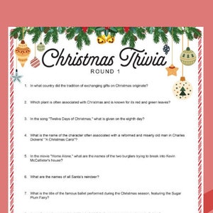 Printable Christmas Trivia Game With Rounds | Digital Download ...