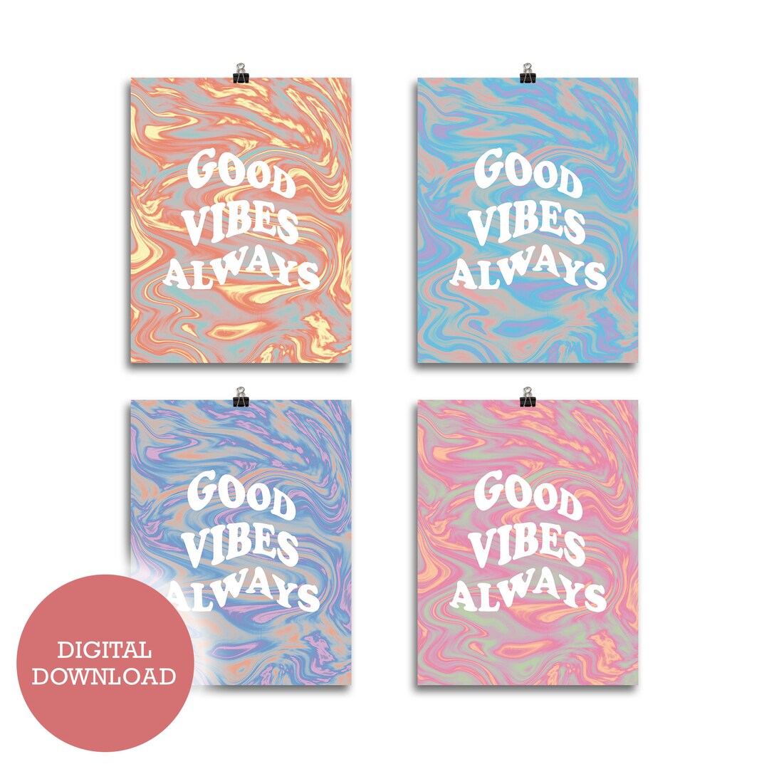 Good Vibes Always Print Set | 70's Retro Wall Art (digital Download) - Etsy