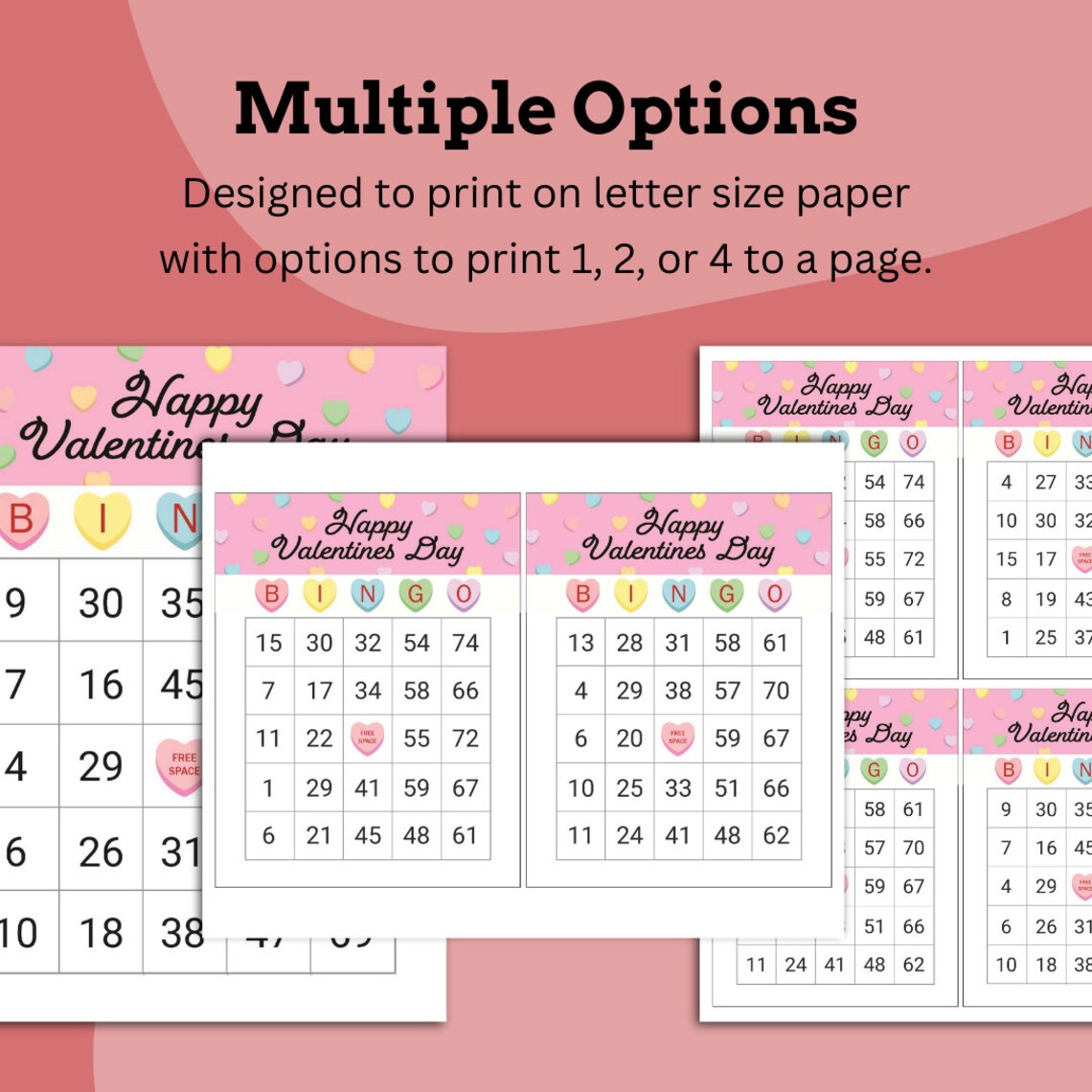 Printable Valentines Day Bingo Cards Set of 100 | Digital Download ...