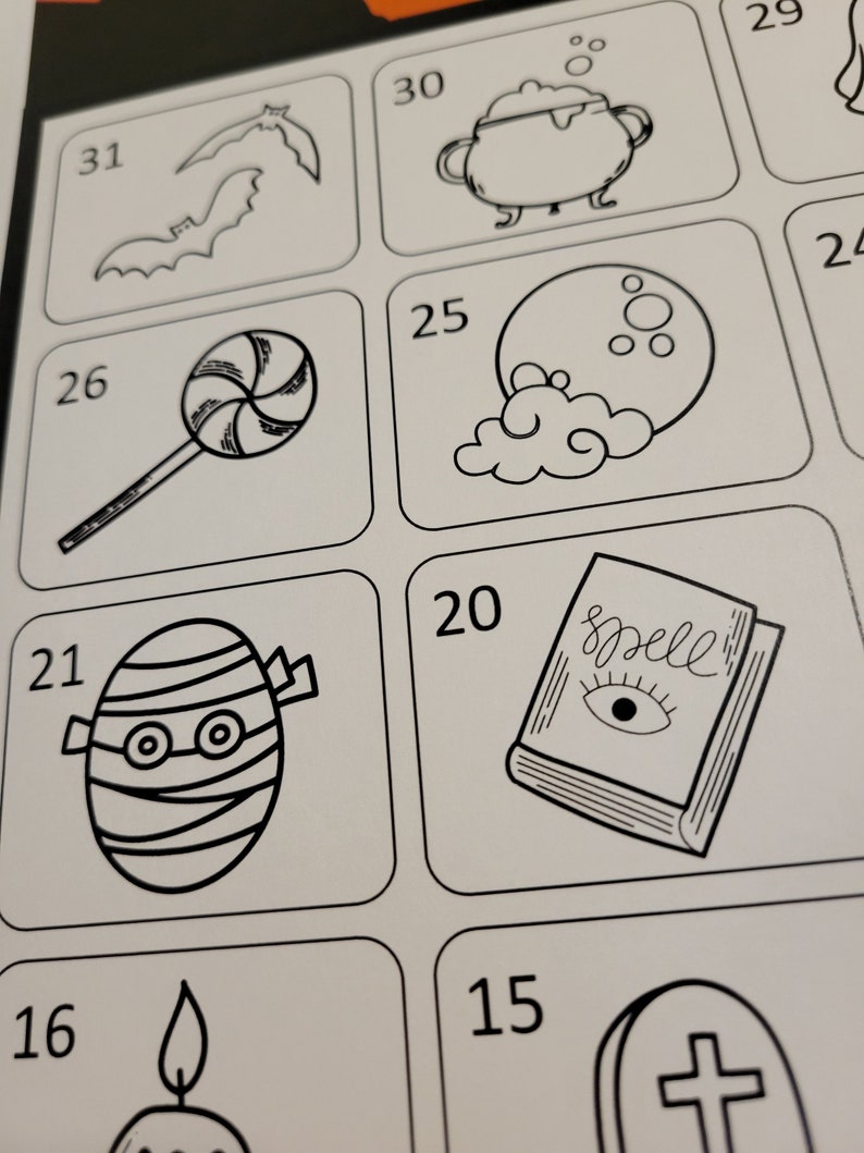 Printable Halloween Countdown Coloring Pages | 8.5x11 & 11x17 Digital ...