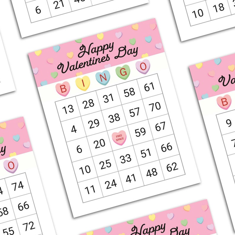 Printable Valentines Day Bingo Cards Set of 100 | Digital Download ...