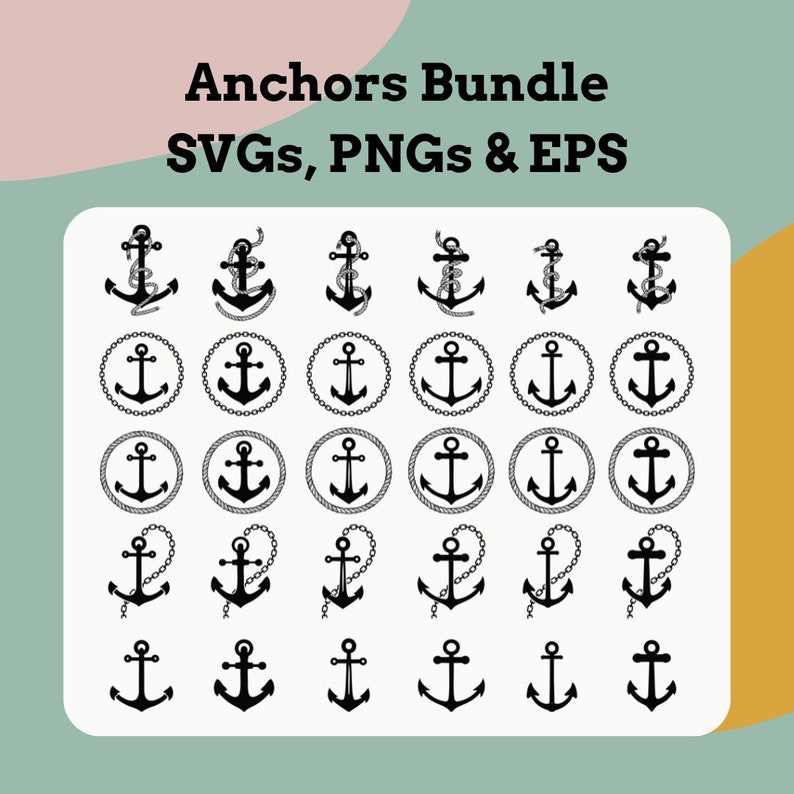 Anchors Bundle - 30 Anchor SVG Files for Cutting Machines - Includes ...