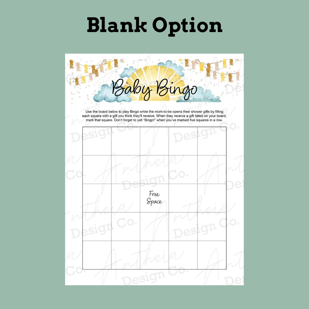 Printable Sunshine Baby Shower Bingo Game Pre-filled Shower Gift Bingo ...