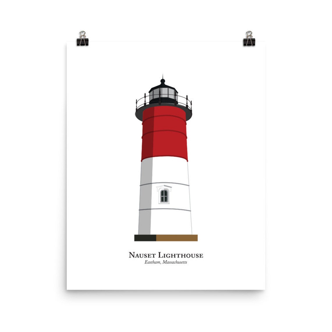 Cape Cod Lighthouse Illustration Print Nauset Lighthouse | Etsy