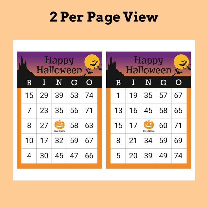 Printable Halloween Bingo Cards Set of 100 | Digital Download Bingo ...