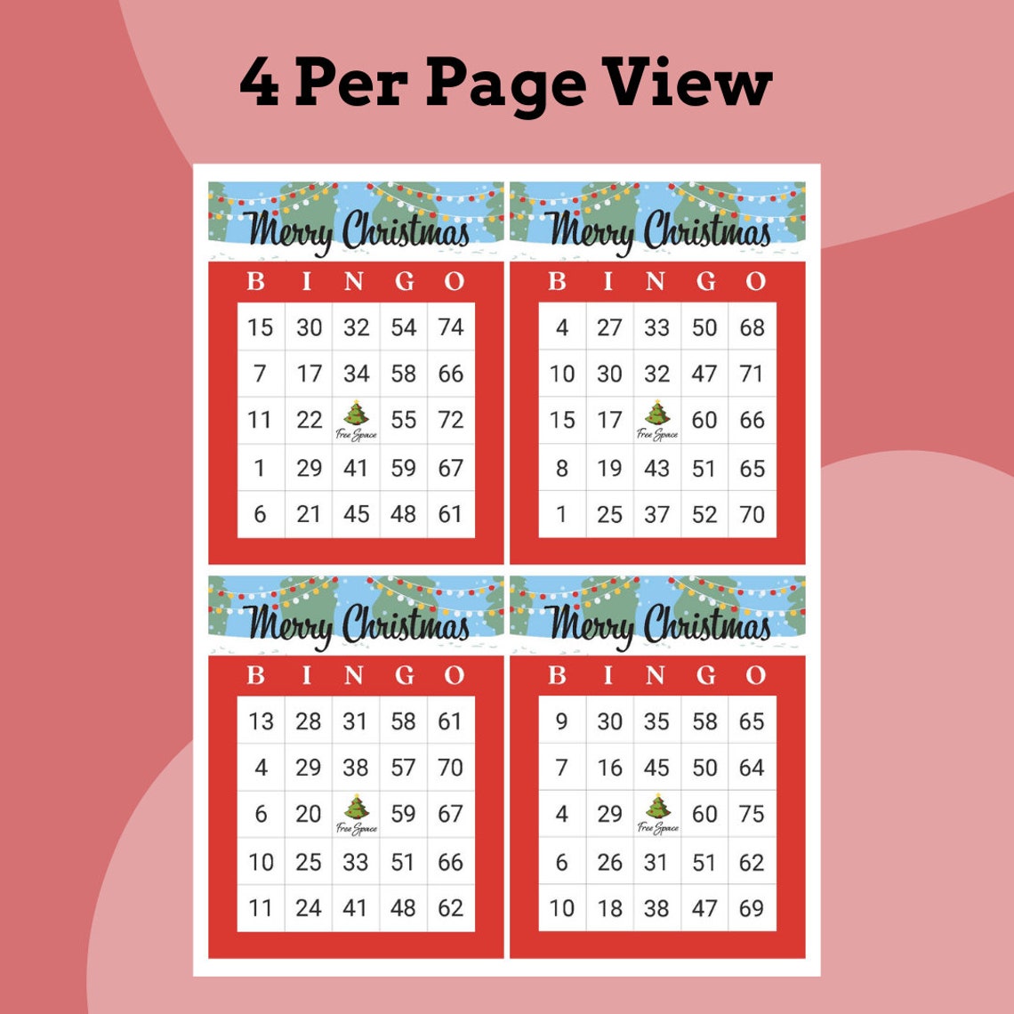 Printable Christmas Bingo Cards Set of 100 | Digital Download Bingo ...