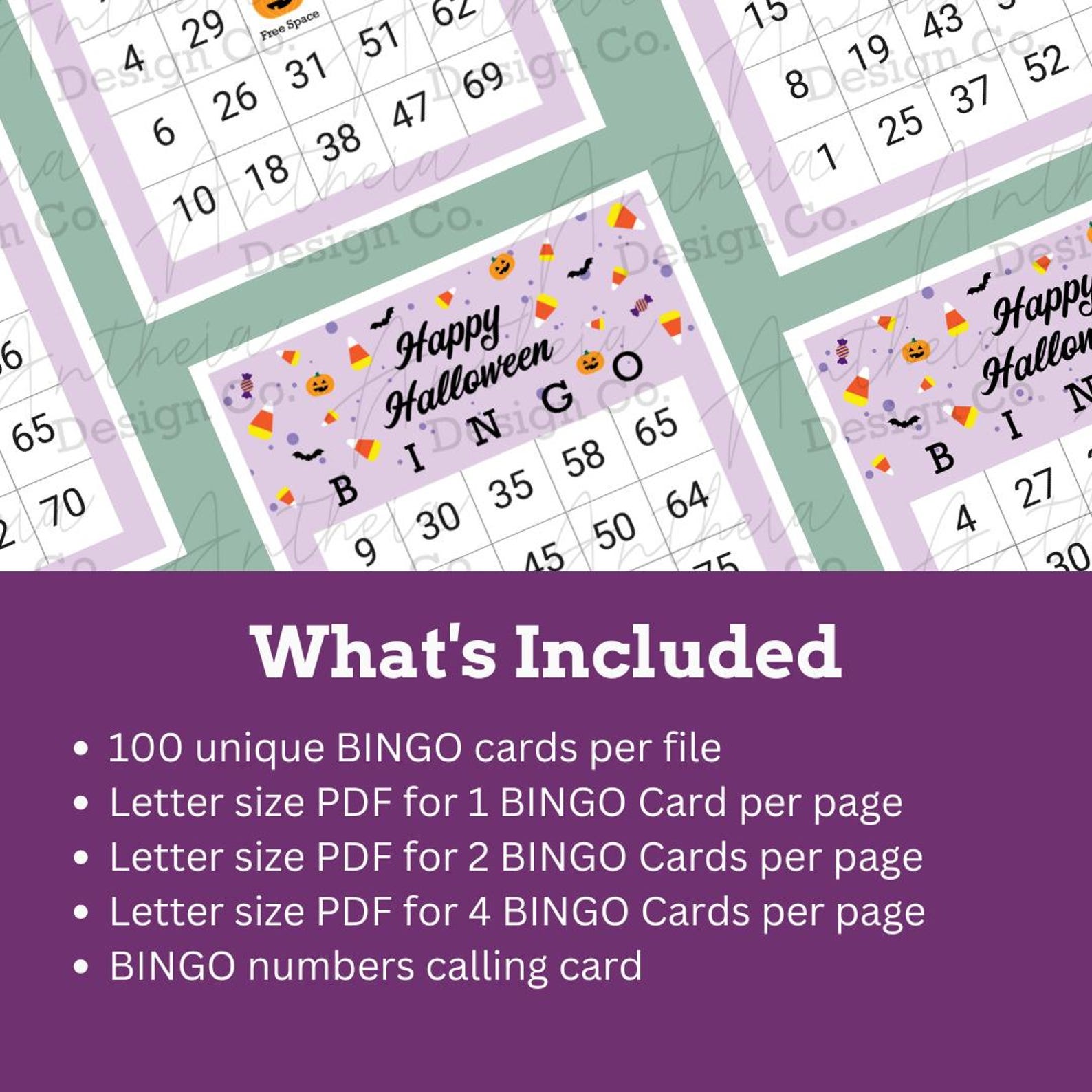 Printable Halloween Bingo Cards Set of 100 | Digital Download Bingo ...