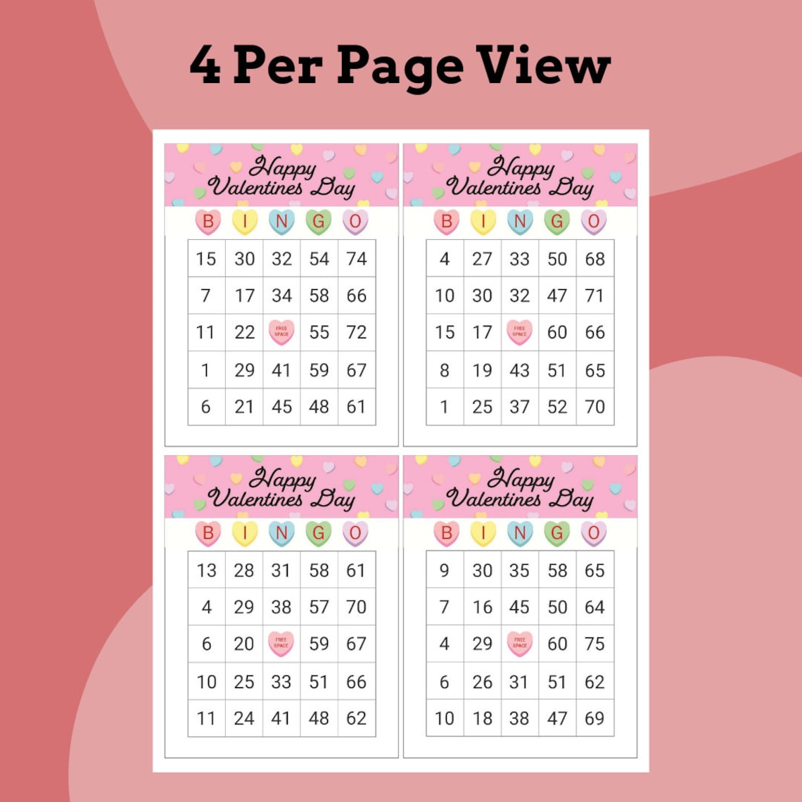 Printable Valentines Day Bingo Cards Set of 100 | Digital Download ...