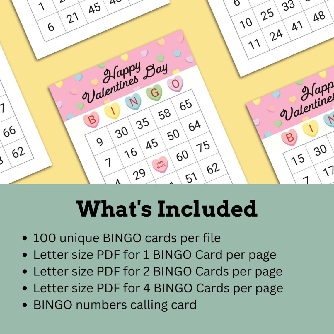 Printable Valentines Day Bingo Cards Set of 100 | Digital Download ...