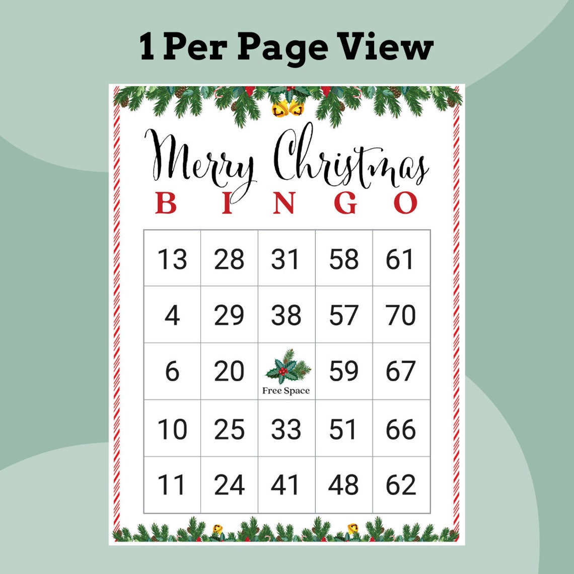 Printable Christmas Bingo Cards Set of 100 Digital Download Bingo Game ...