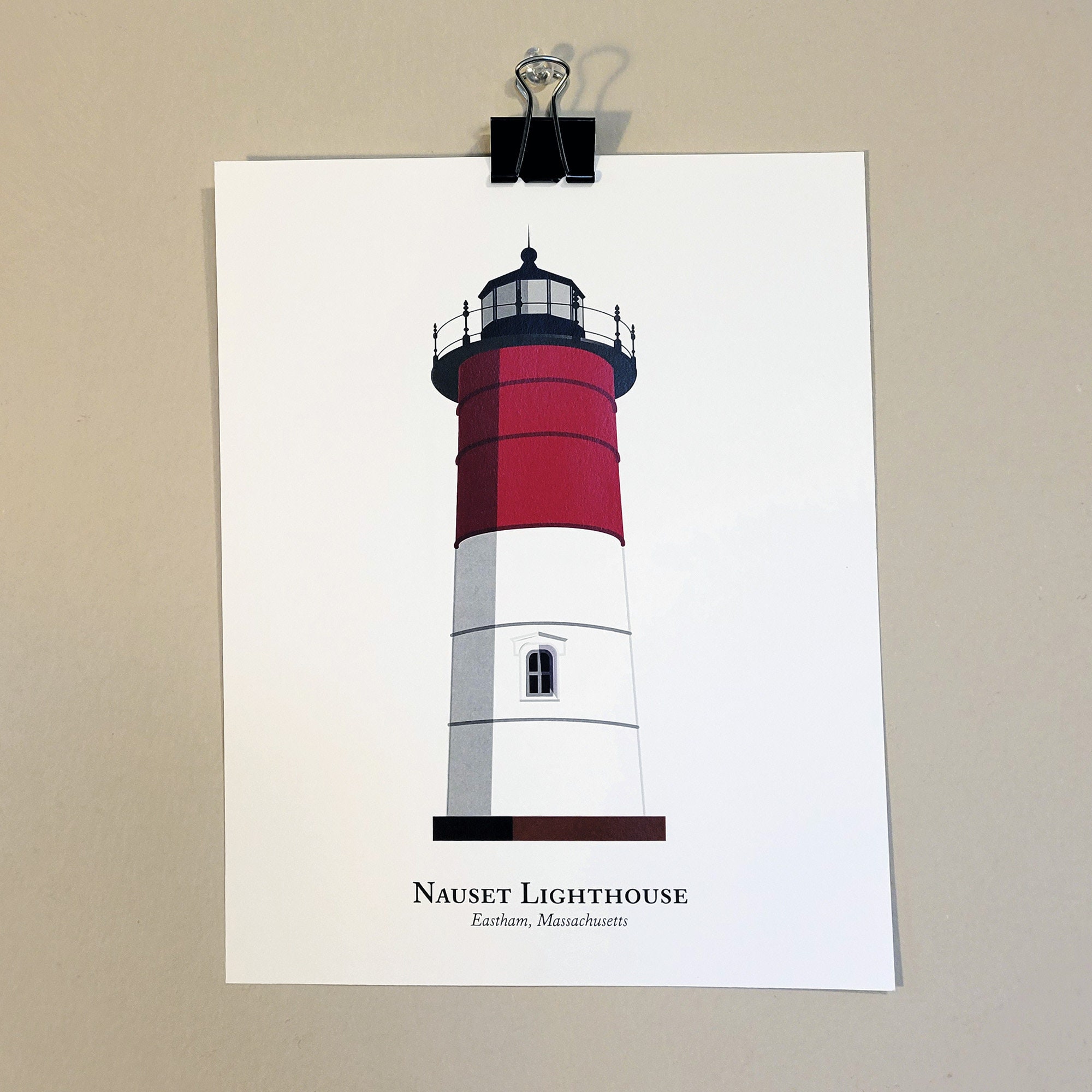 Cape Cod Lighthouse Illustration Print | Nauset Lighthouse Illustration ...