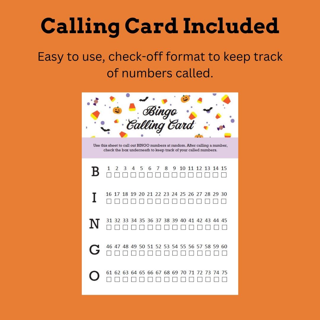 Printable Halloween Bingo Cards Set of 100 Digital Download Bingo Game ...